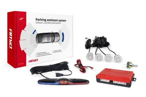 Kit Sensori di Parcheggio Retromarcia MAX LED 4 Sensori Argento