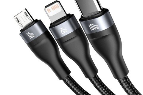 Baseus Flash Series USB / USB-C auf USB-C + Micro USB + Lightning 3in1 Kabel, 100W, 120 cm, schwarz