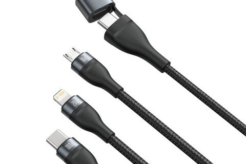 Baseus Flash Series USB / USB-C auf USB-C + Micro USB + Lightning 3in1 Kabel, 100W, 120 cm, schwarz